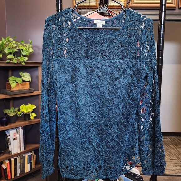 Sundance Tops Sundance Lily Paramour Velvet Lace Long Sleeve Blouse